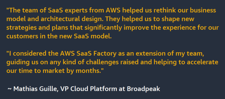 Our experience with the AWS SaaS Factory | broadpeak.io